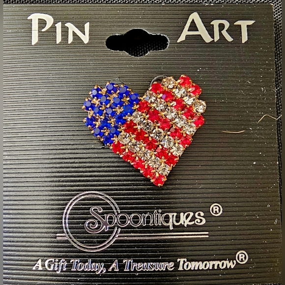 Jewelry | Heart Pin With Flag Design | Poshmark